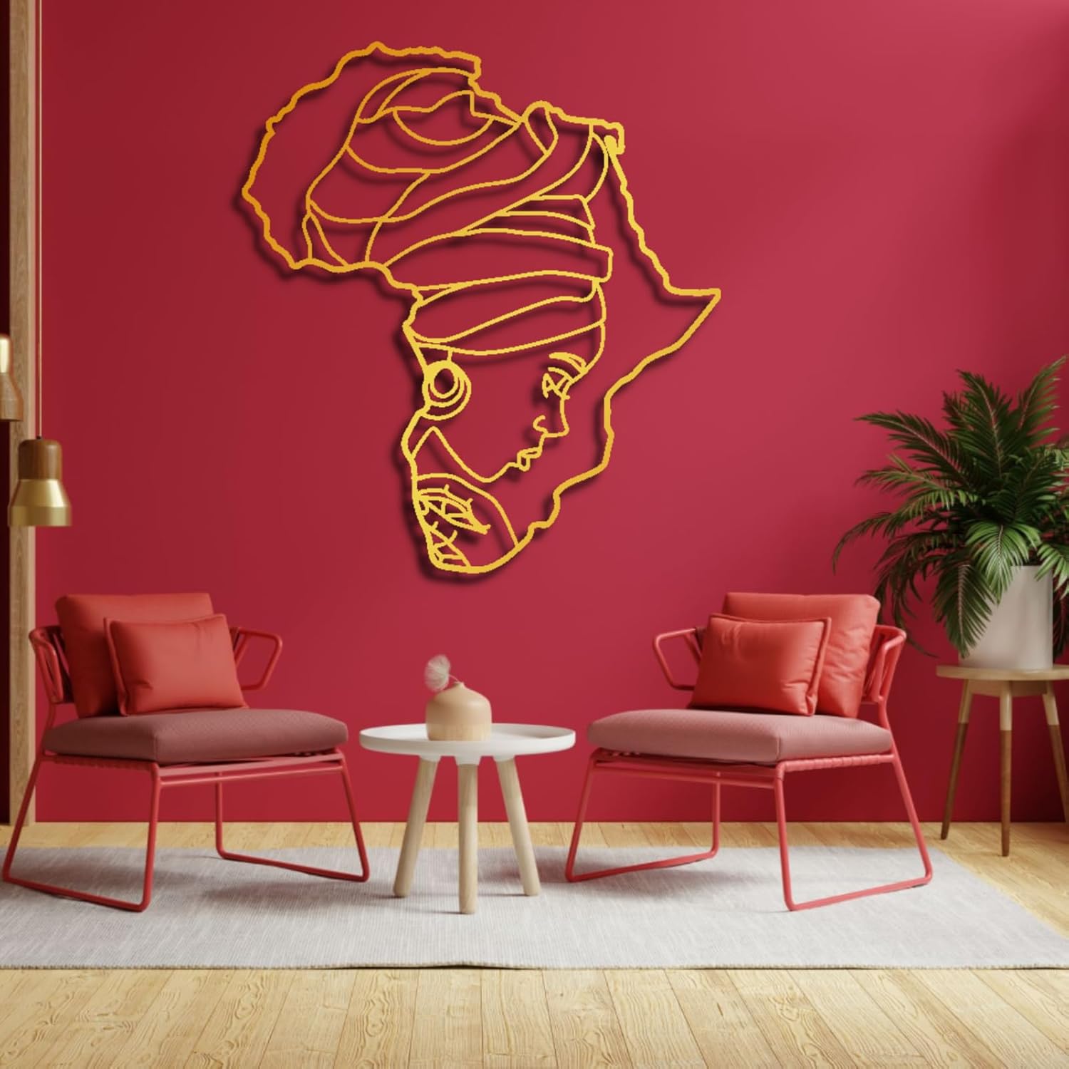 Metal Line Art Wall Decor,African Woman Metal Wall Map Art, African ...